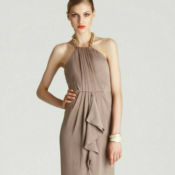 BCBGMaxAzria | Dresses | Bcbgmaxazria Womens Formal Dress Taupe Milania ...